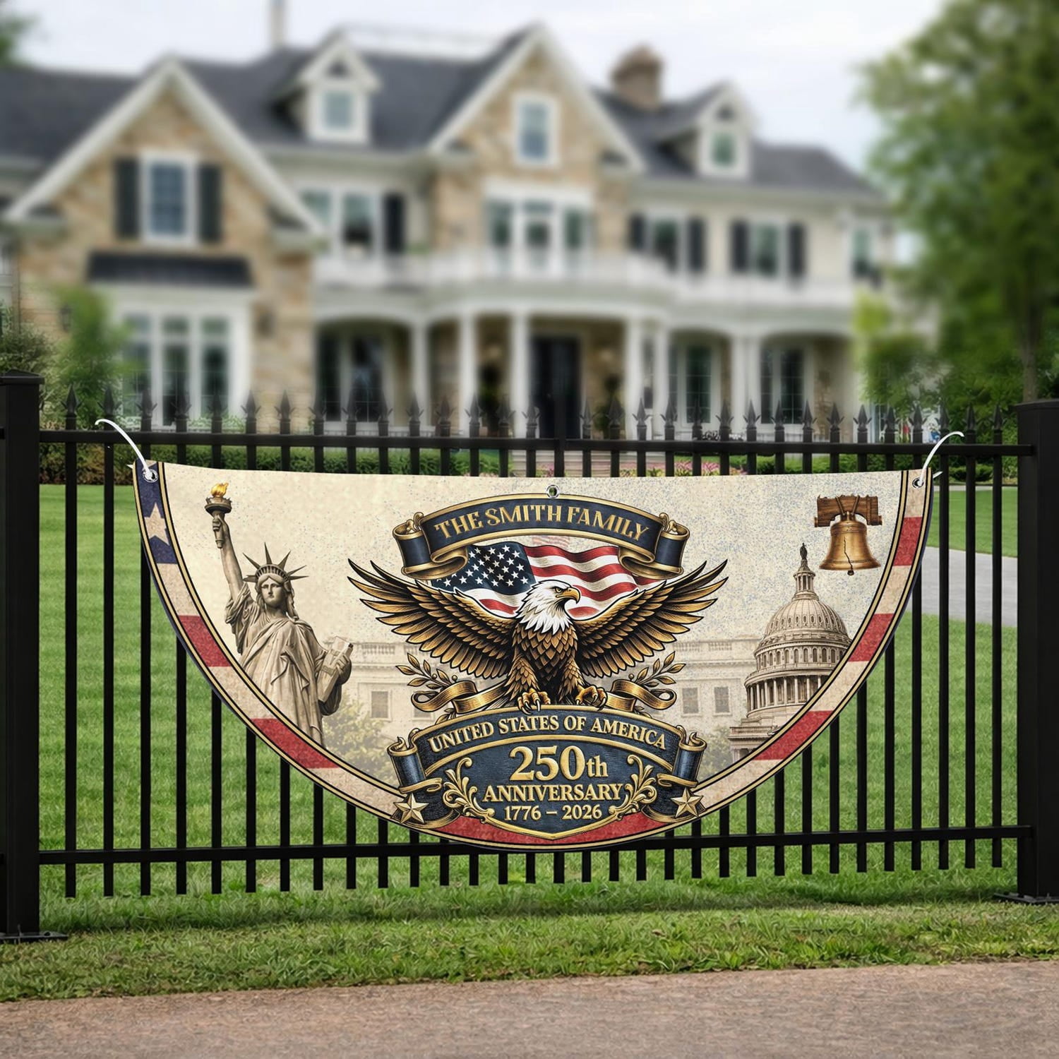 America Eagle 250th Birthday Pleaing Bunting Flag, 1776–2026 Patriotic ...
