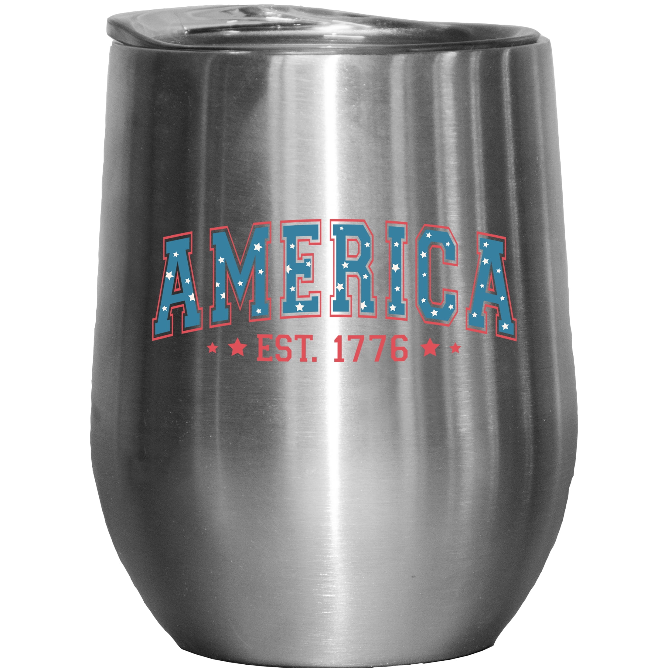 America Est. 1776, 4th of July Art Merch Gift, Stainless Steel 12oz ...