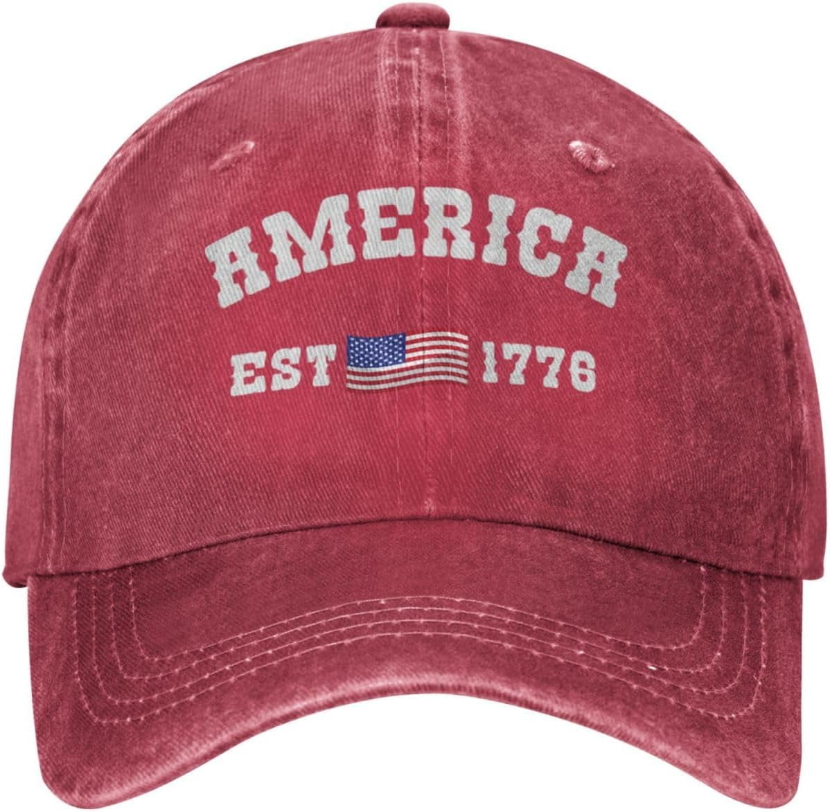 America Est 1776 Patriotic 4th of July Cowboy Hat Men Vintage Baseball ...