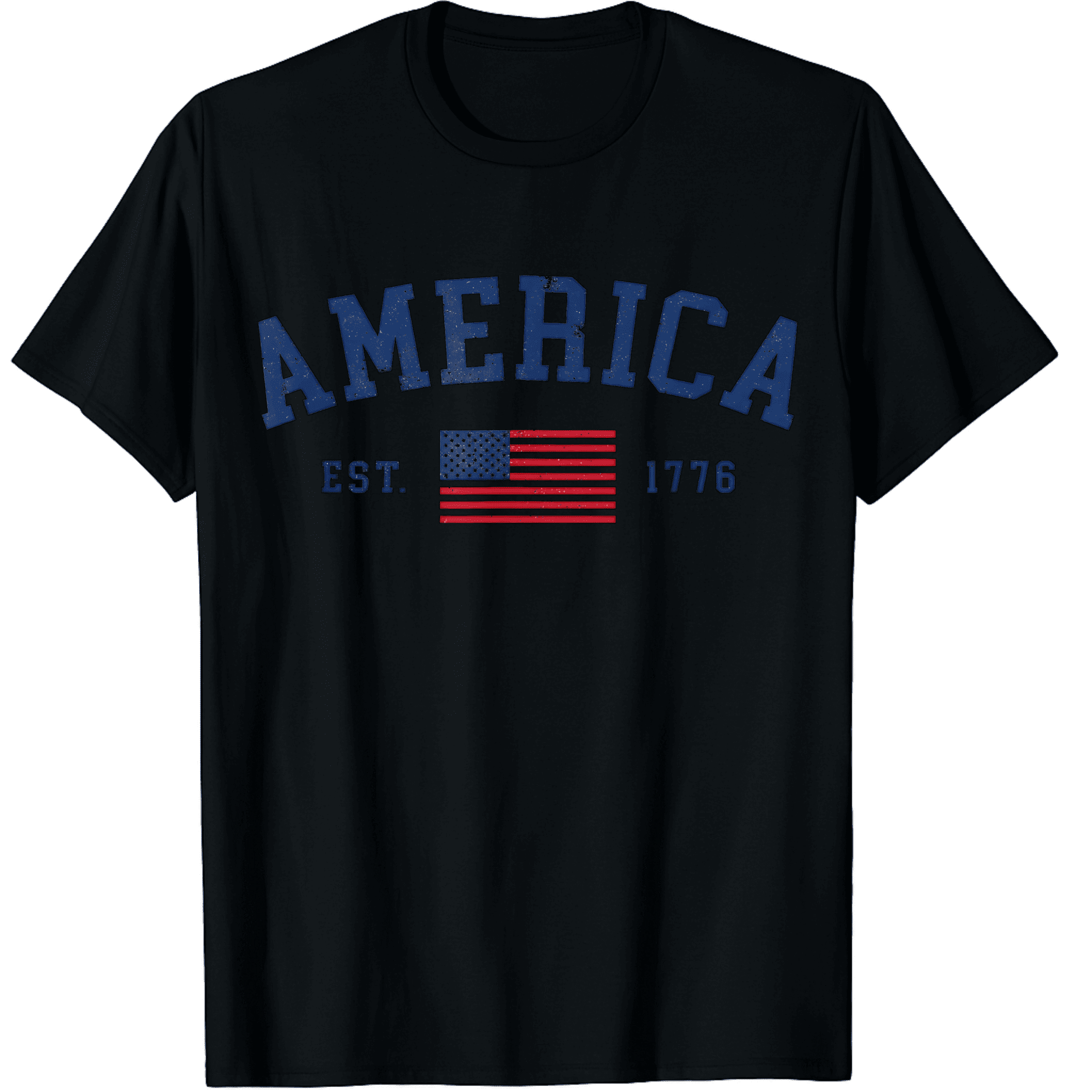 America Est 1776 US Flag Blue Distressed Unisex T-Shirt - Walmart.com