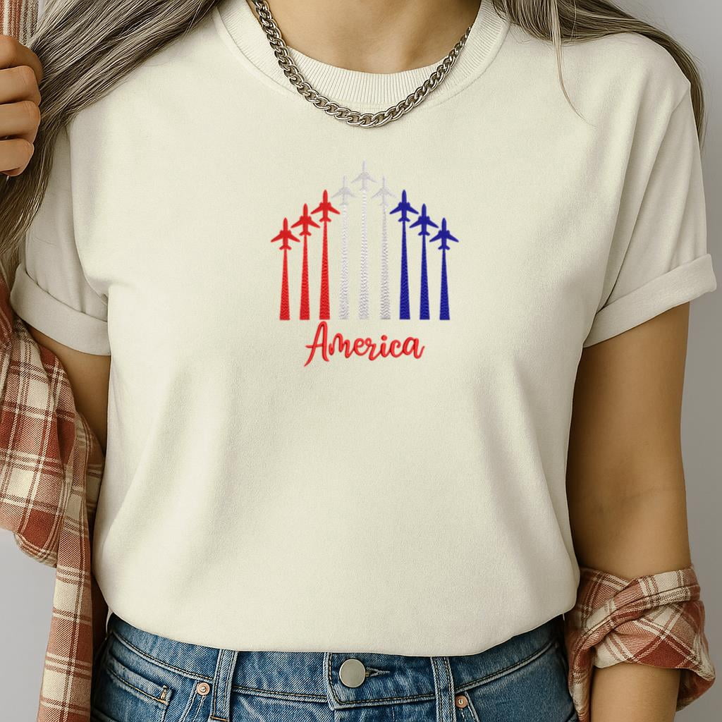 America Fighter Jet Flag Embroidered Comfort Colors Tshirt Military ...