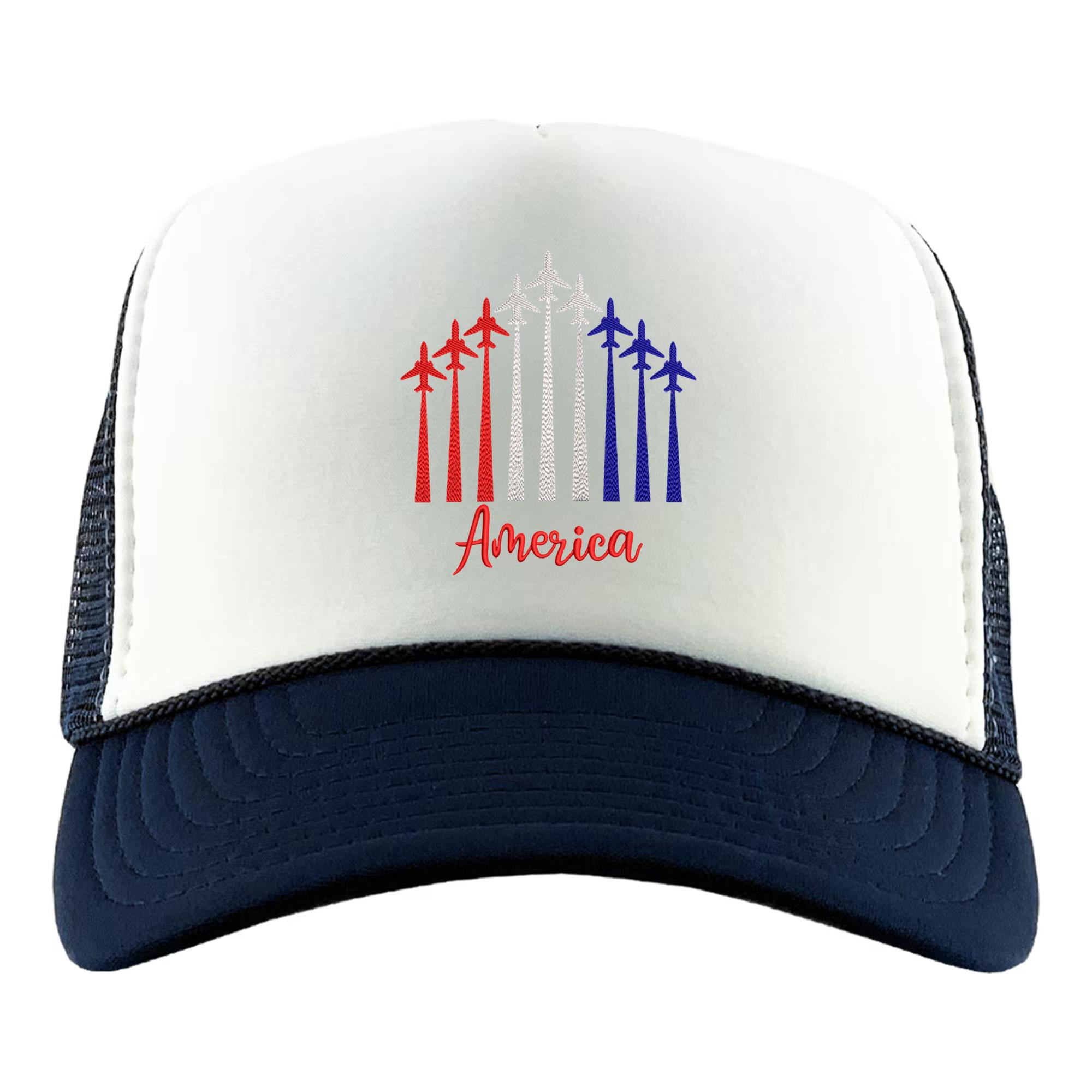 America Fighter Jet Flag Embroidered Snapback Trucker Hat Military ...