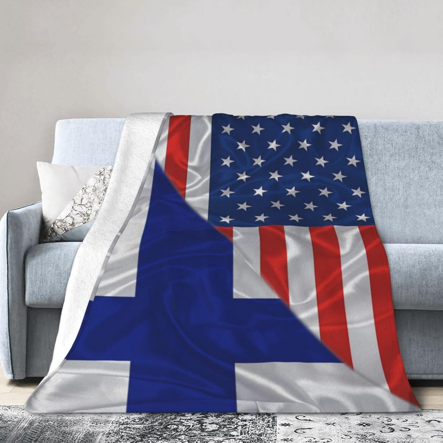 America and Finland Finnish Finns Triangle Flag Blanket Soft Throw ...
