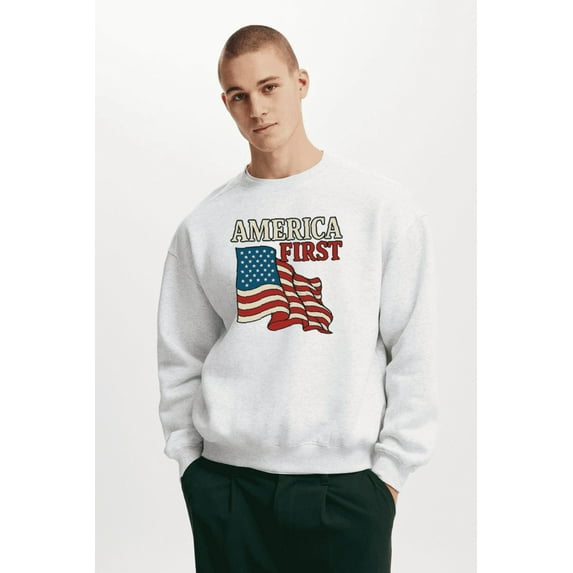 America First Flag Graphic for Patriotic Supporters Sweatshirt, up to ...