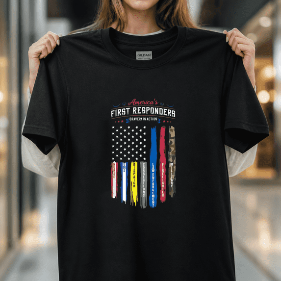 America First Responders Flag Support American Heroes Graphic Apparel ...