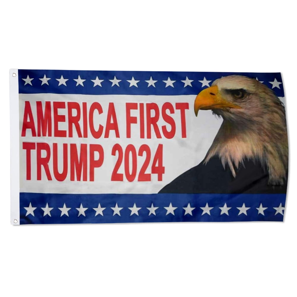 America First Trump 2024 Patriotric Eagle flag Banner Home Yard Garden ...