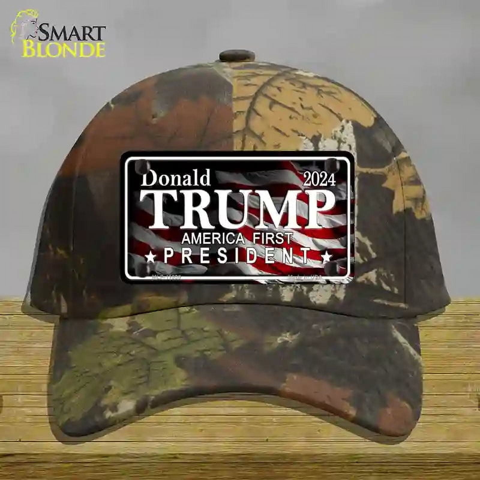 America First Trump Novelty License Plate Hat Cotton Camoflauge ...