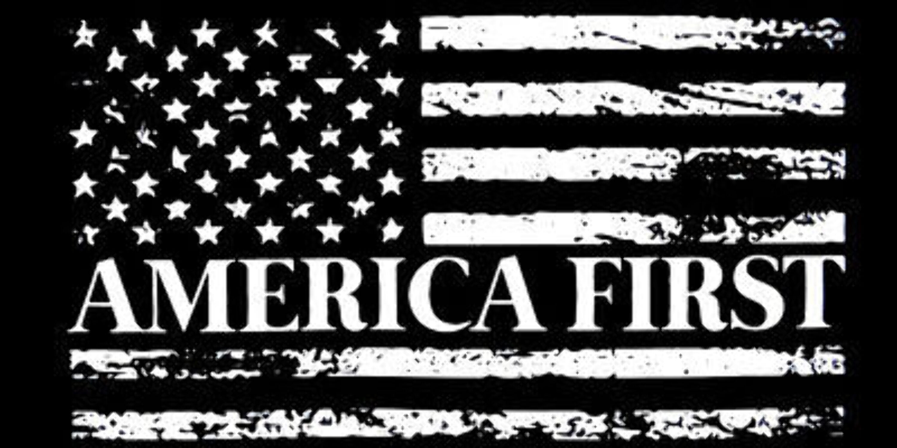 America First USA Flag Distressed Black White Vinyl Decal Bumper ...