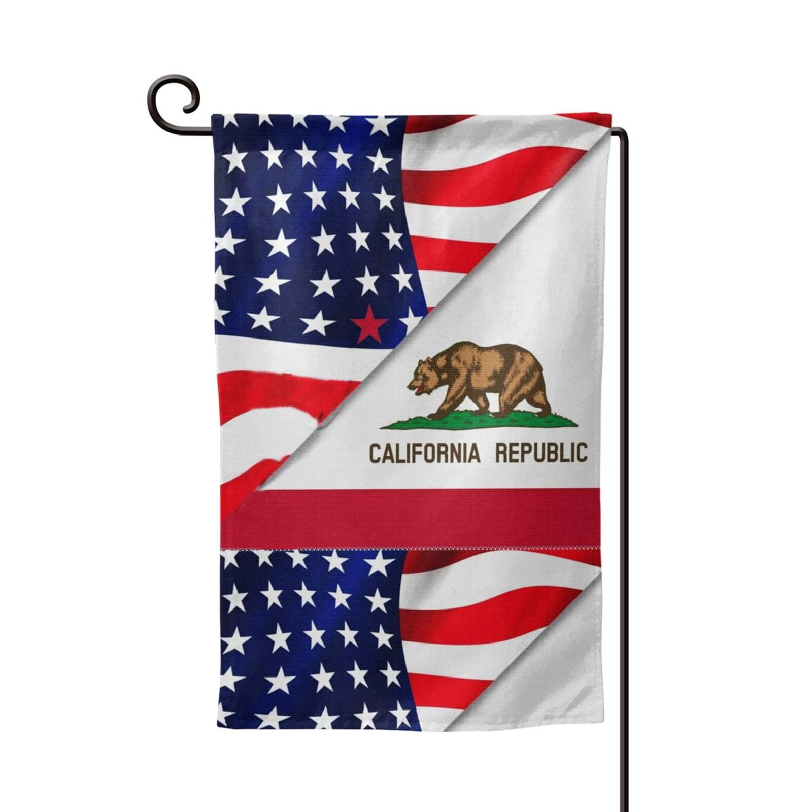 America Flag And California Flag Garden Flag Vertical Double Sided Yard ...