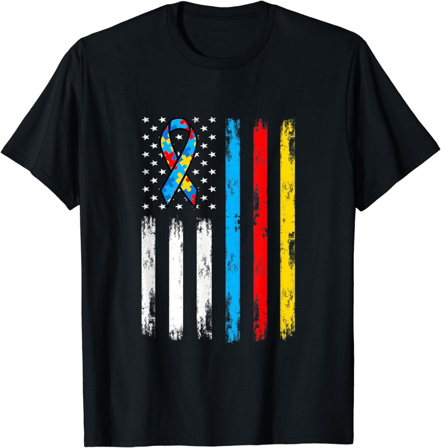 America Flag Autism Parents Autistic Child Awareness Gift T-Shirt ...