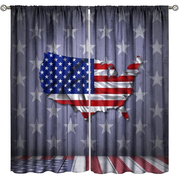 America Flag Blackout Window Curtains, Wooden United States Flag ...