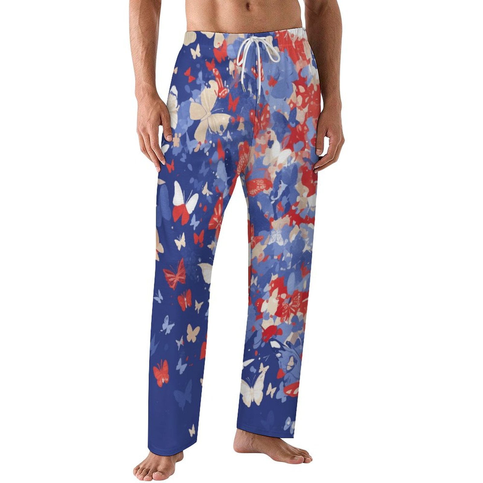 America Flag Butterfly Mens Pajamas Pajama Pants Mens Sleepwear Lounge ...