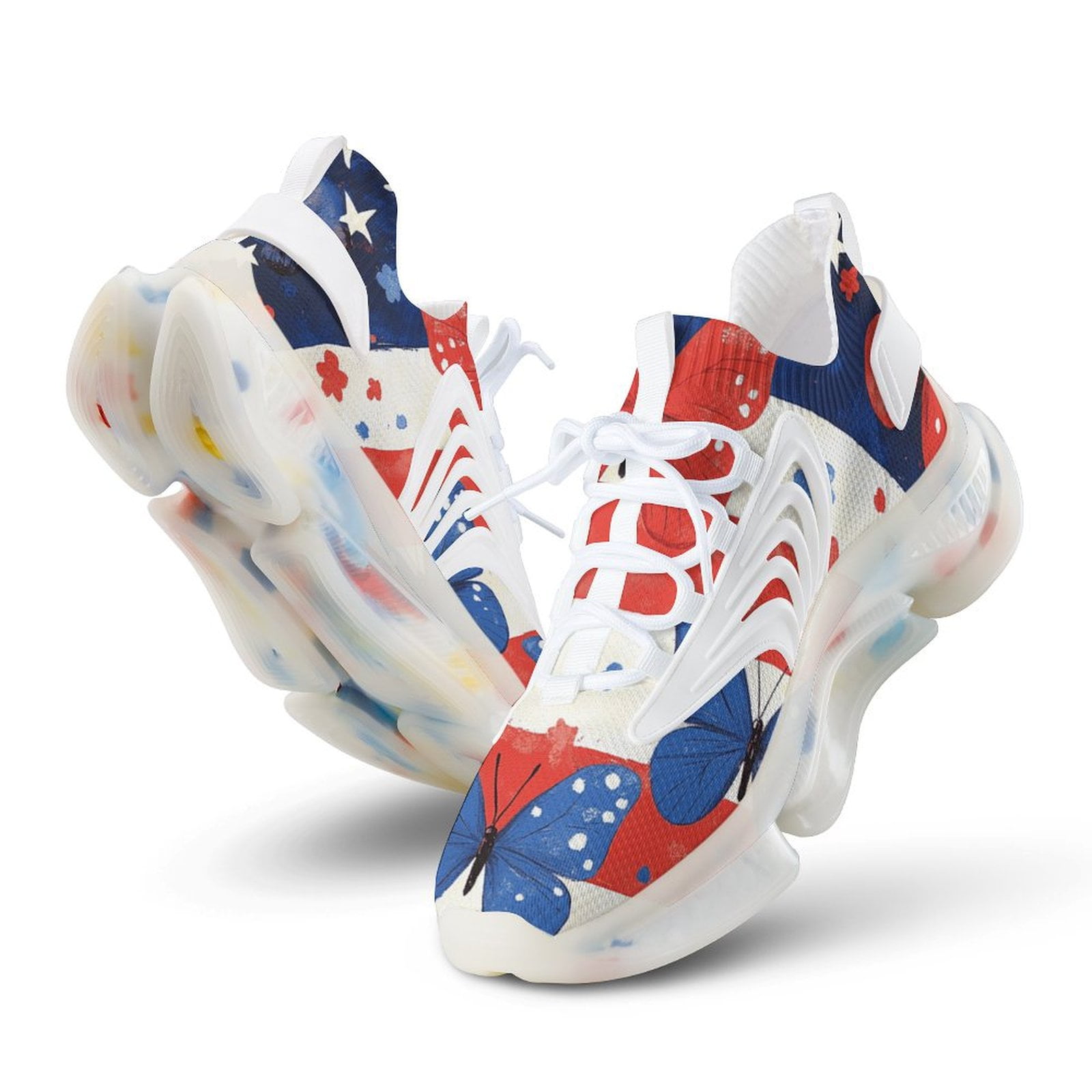 America Flag Butterfly Walking Shoes for Men Woman Lightweight Tennis ...