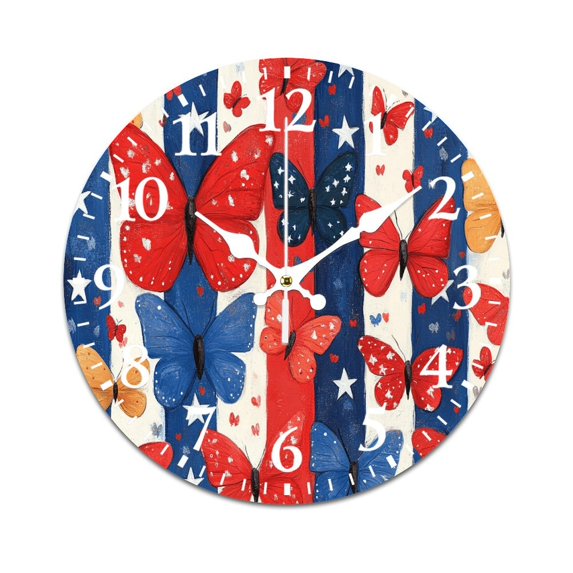 America Flag Butterfly Wall Clock Modern Design Clocks Wall Hanging ...
