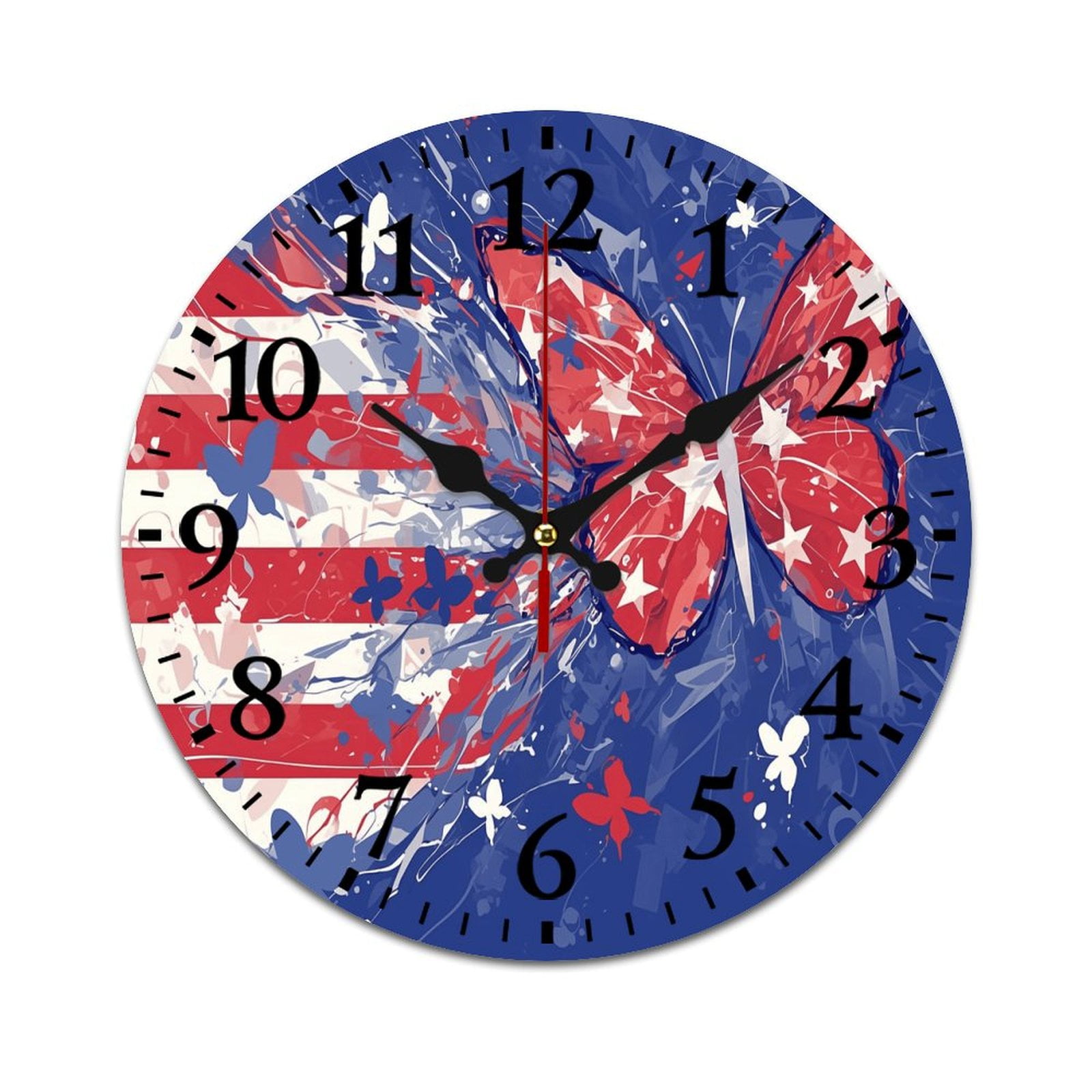 America Flag Butterfly Wall Clock Modern Design Clocks Wall Hanging ...