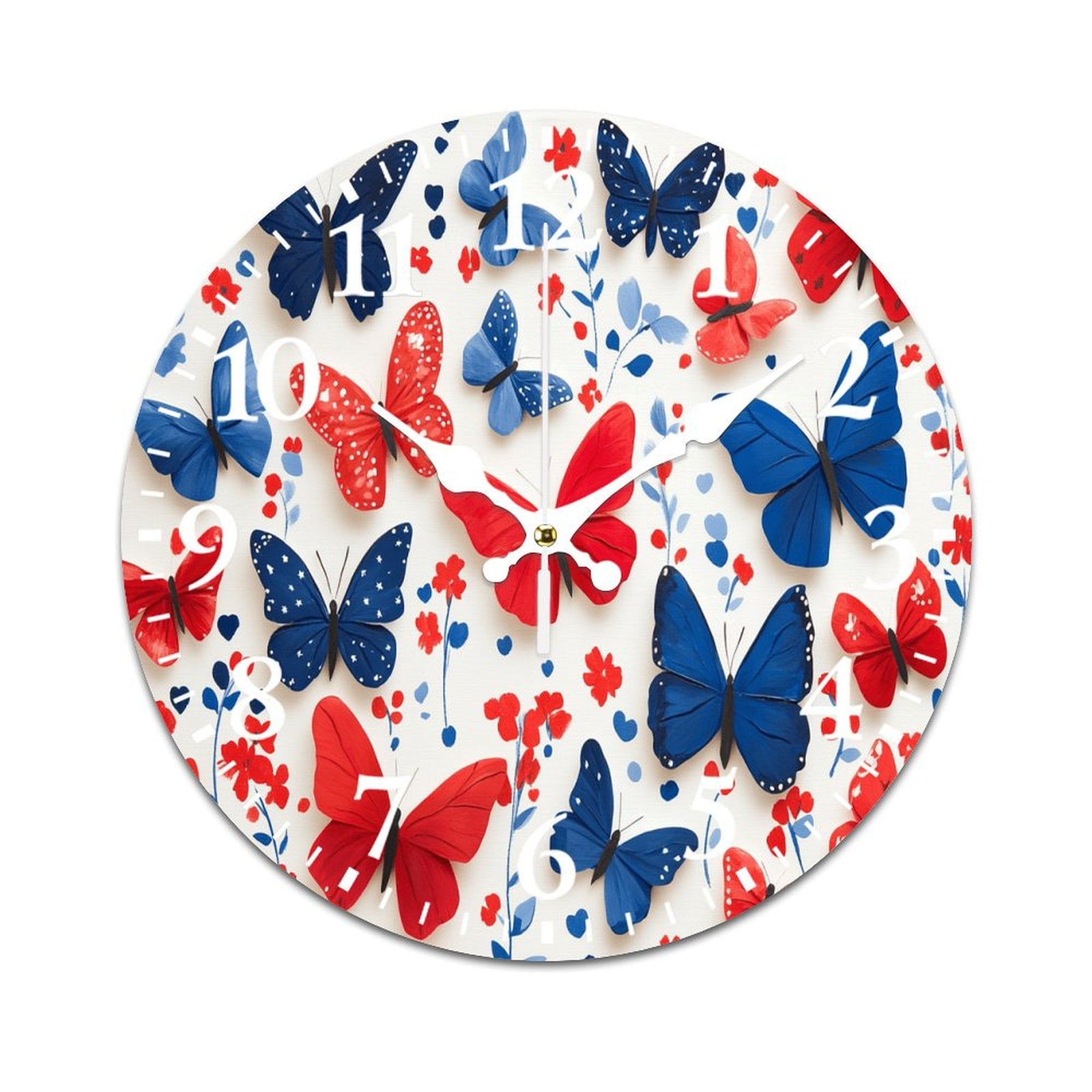 America Flag Butterfly Wall Clock Modern Design Clocks Wall Hanging ...