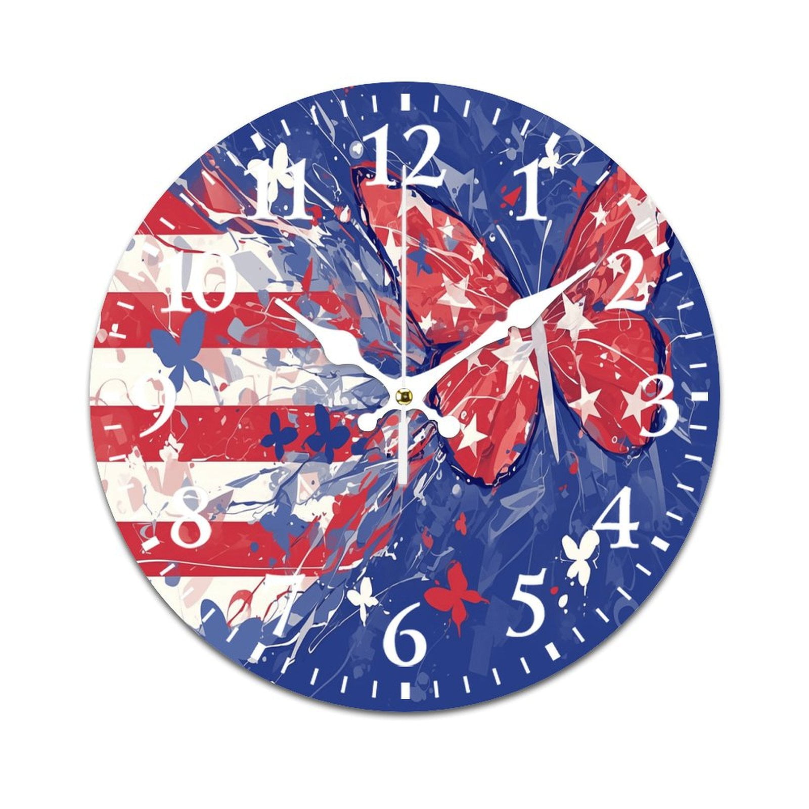 America Flag Butterfly Wall Clock Modern Design Clocks Wall Hanging ...