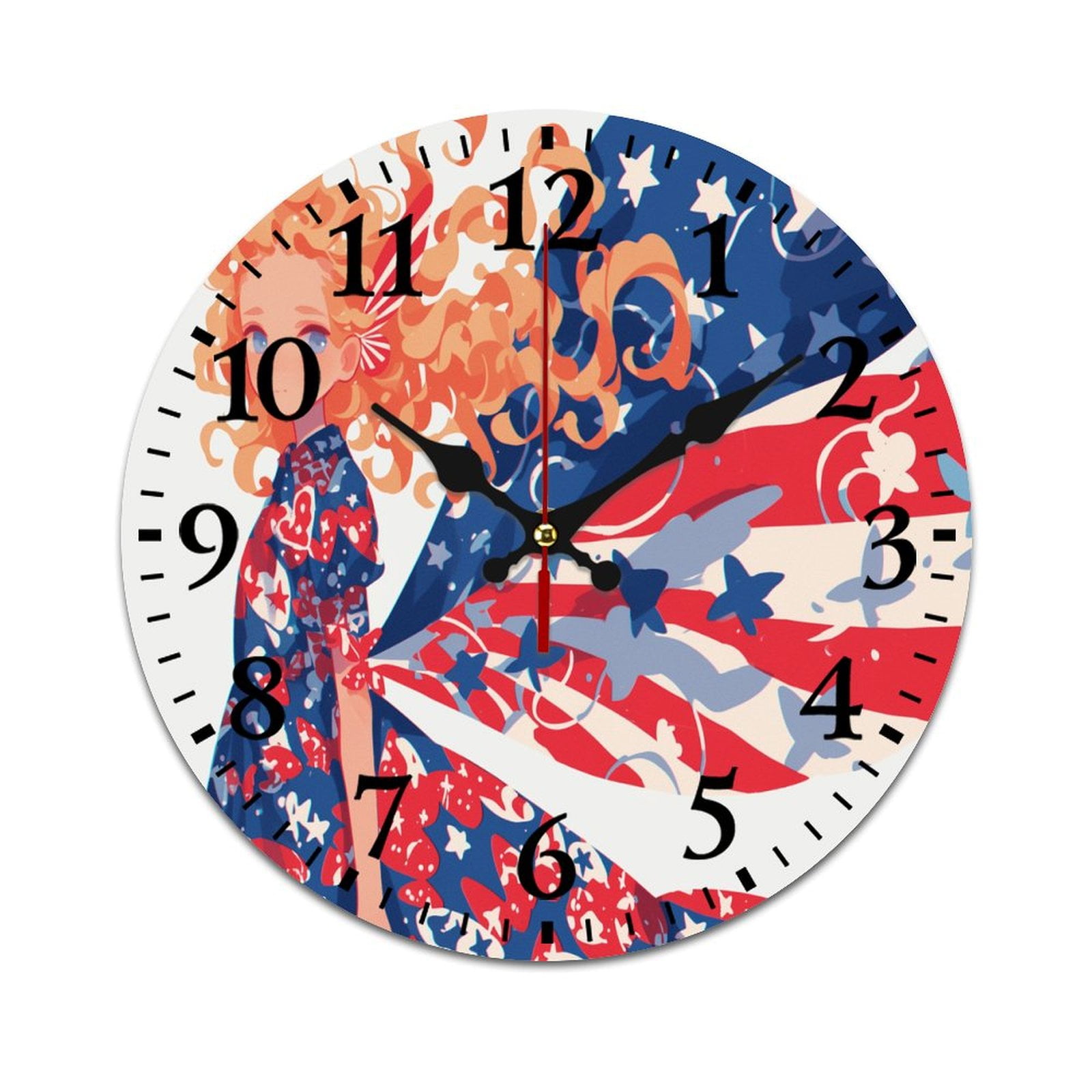 America Flag Butterfly Wall Clock Modern Design Clocks Wall Hanging ...