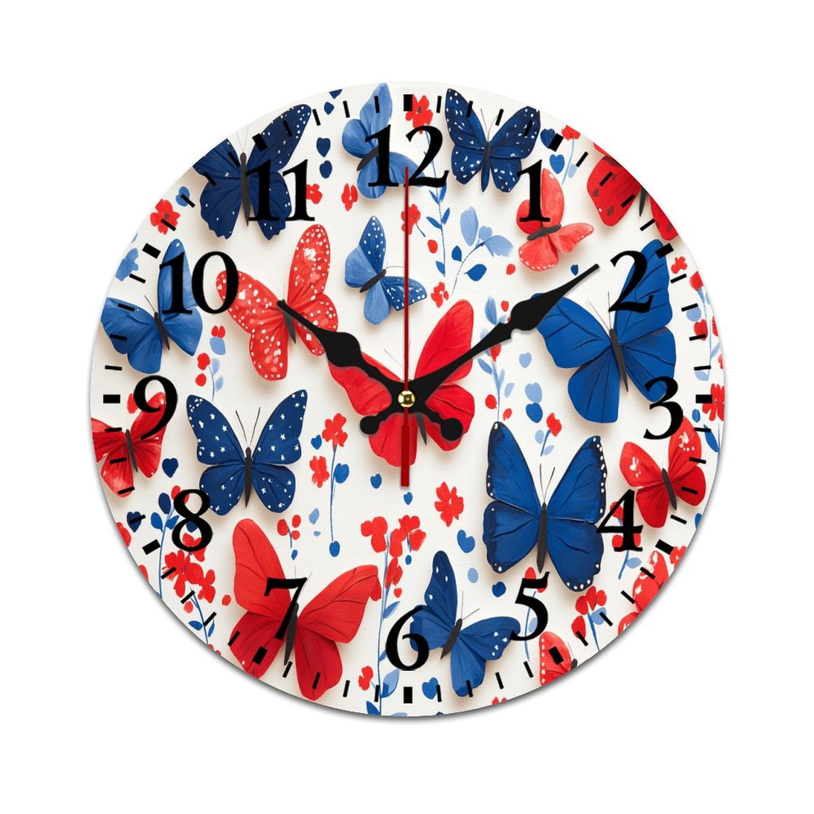 America Flag Butterfly Wall Clock Modern Design Clocks Wall Hanging ...