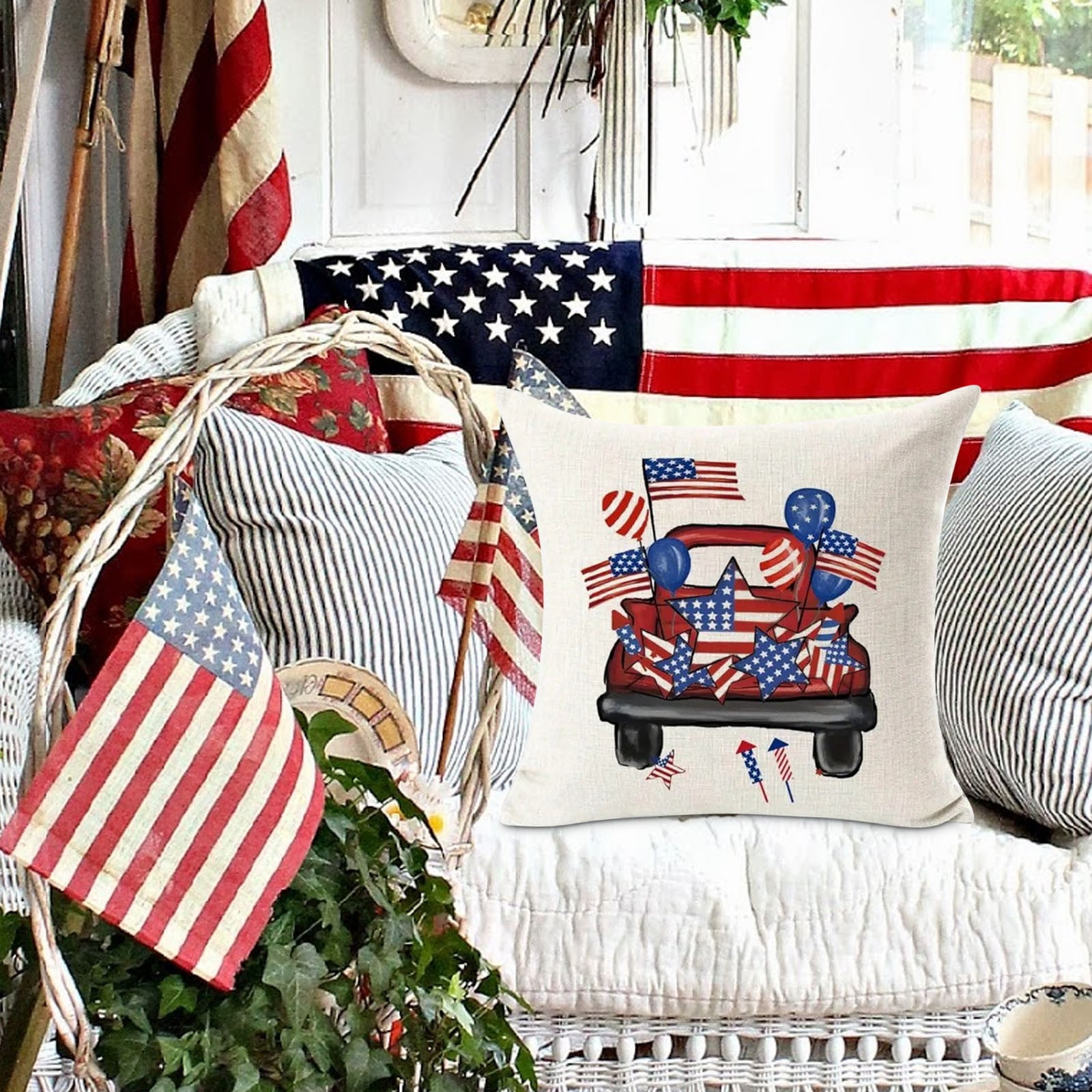 America Flag Double Sides Print Cushion Cover For Bed Sofa Cartoons ...