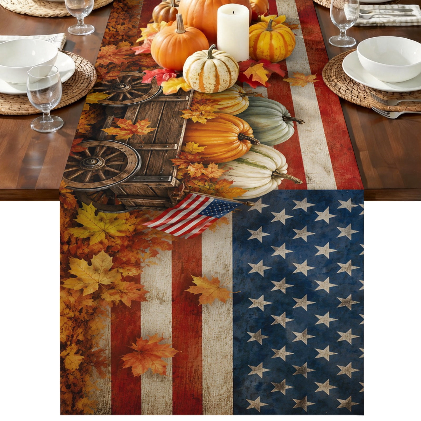 America Flag Fall Table Runner 36 Inches,Short Dining Table Runners ...