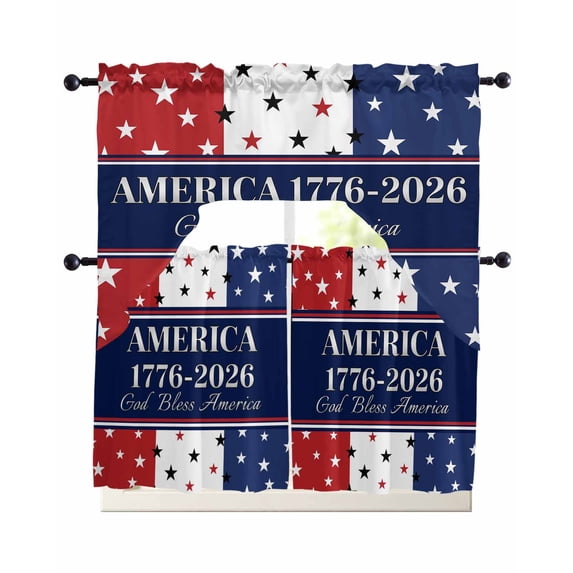 America Flag Kitchen Curtains Sets 24 Inch Length with Valance, Red ...