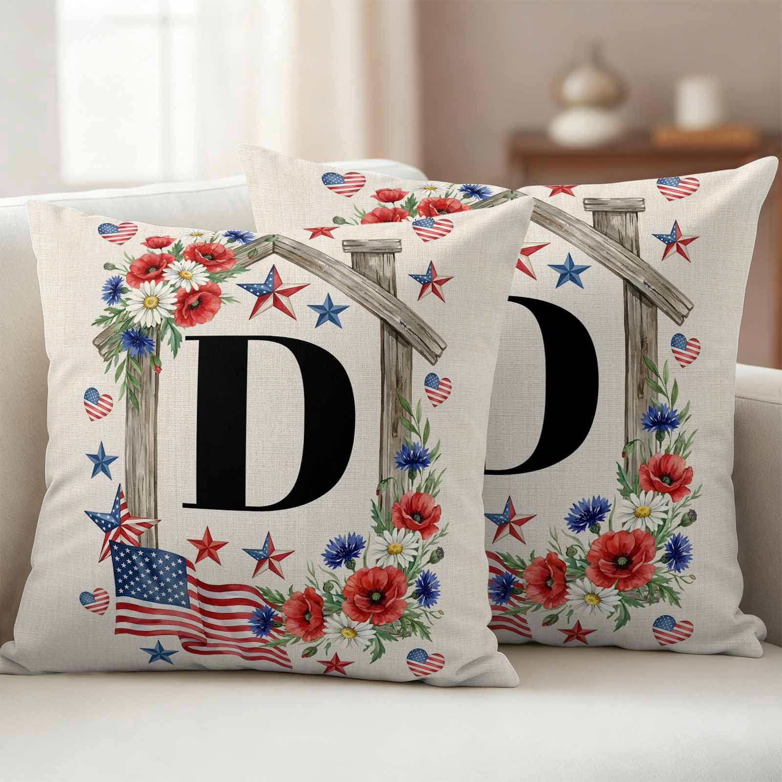 America Flag Outdoor Waterproof Throw Pillow Covers 16x16 Set of 2 ...