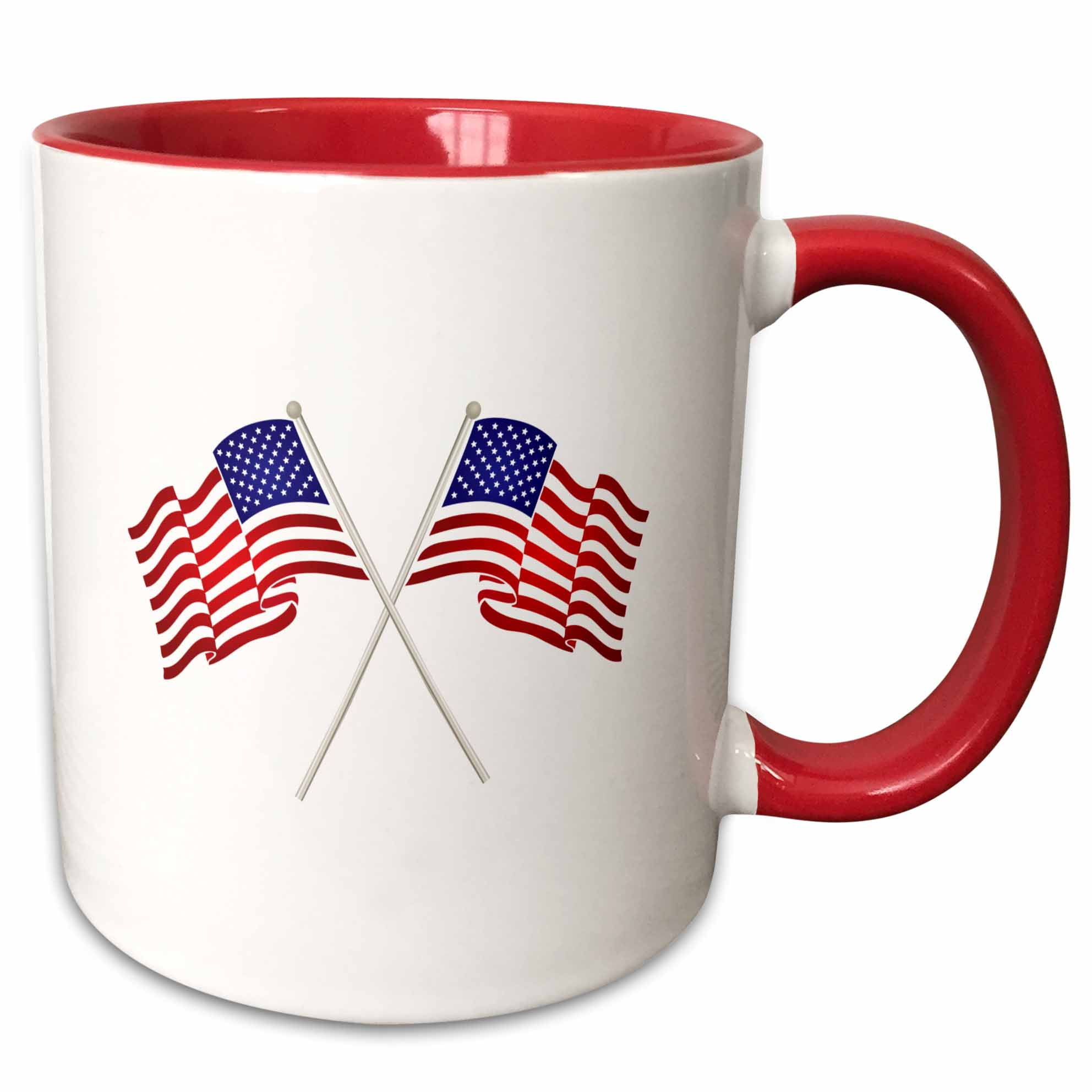 3drose, America Flag Patriotic 4th July Art, 11oz Two-tone Red Mug ...
