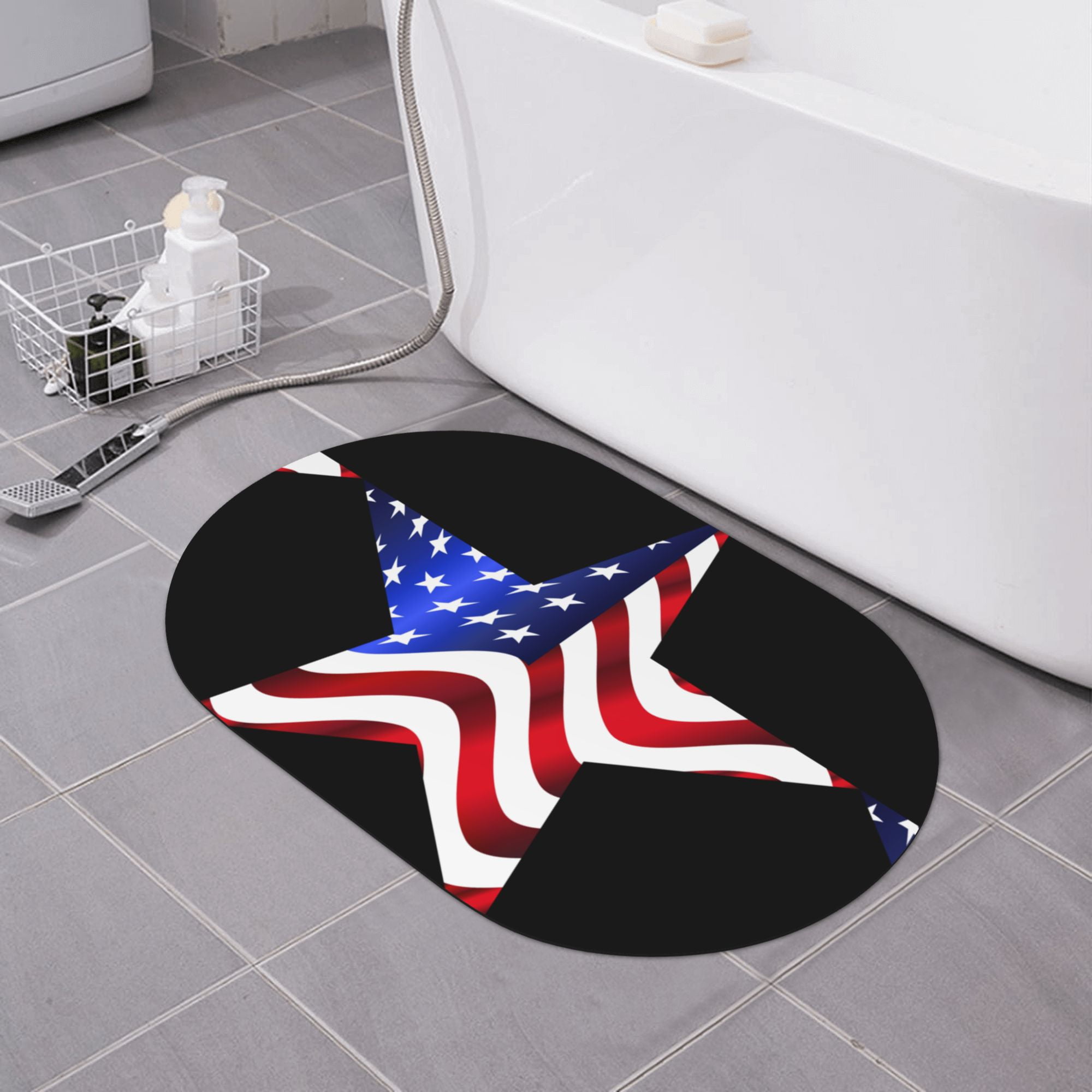 America Flag Star – Diatomaceous Stone Bath Mat |23.6 * 15.3 Inch| Non ...