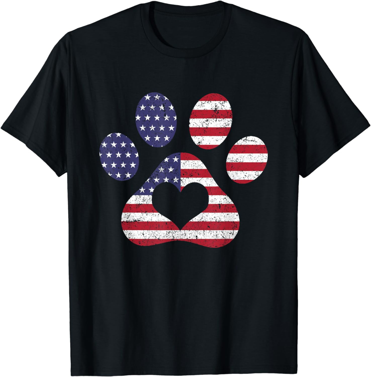 America Flag T-Shirt Dog Patriot 4th of July Paw Print Flag T-Shirt ...