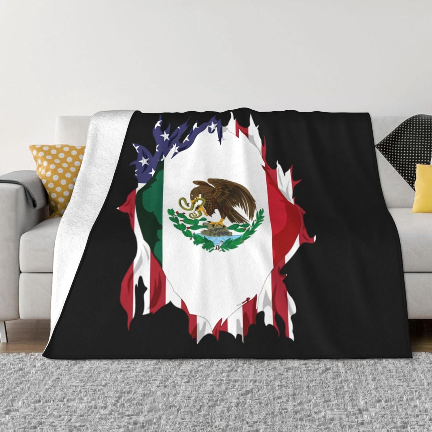 America Flag and Mexico Flags Blanket Soft Throw Blanket Lightweight Flannel Fleece Blanket for ...
