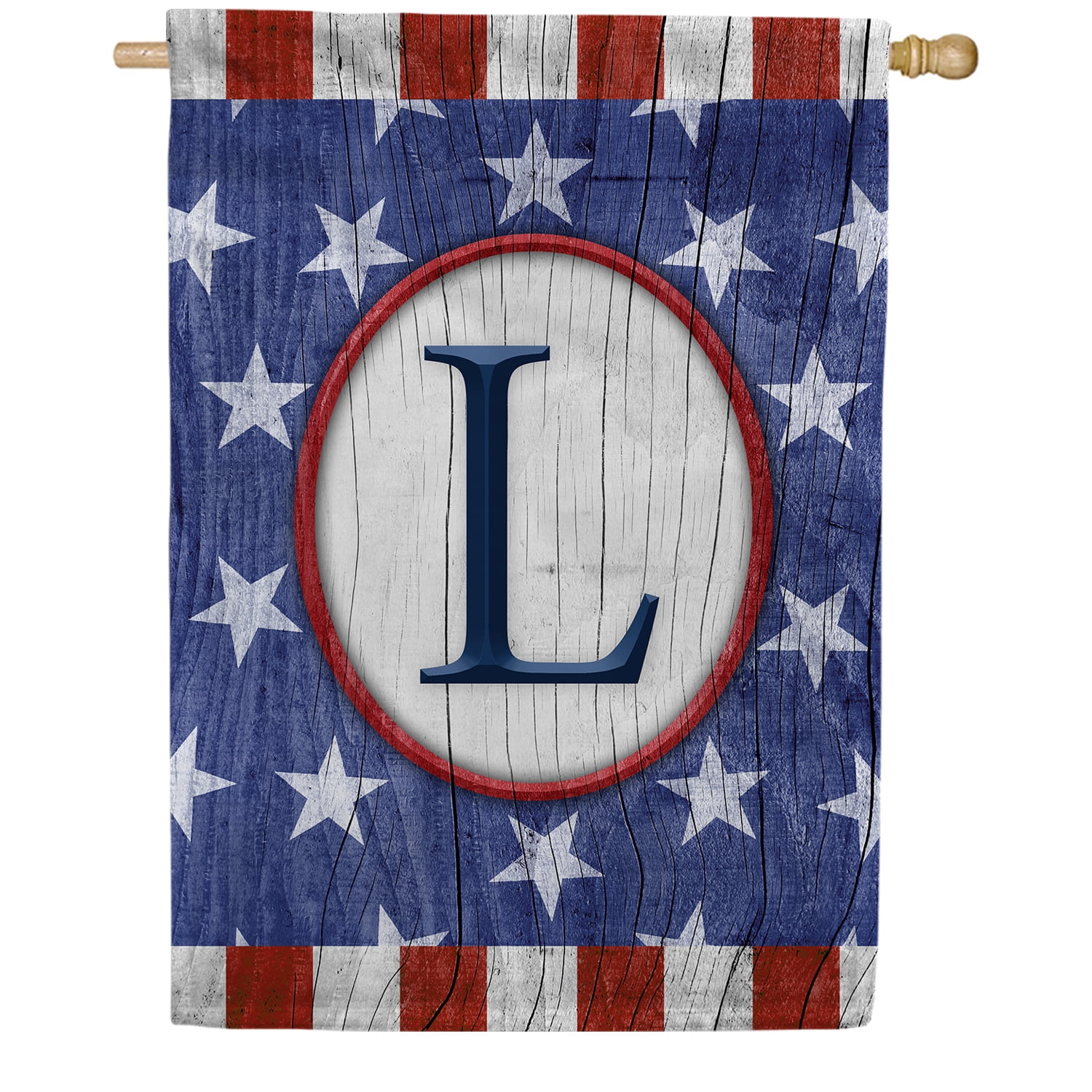 America Forever 4th of July Patriotic Monogram House Flag Letter L 28 x ...