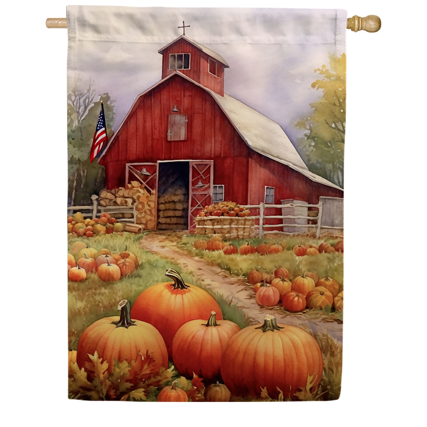 America Forever American Pumpkin Farm Fall Thanksgiving House Flag 28 x ...