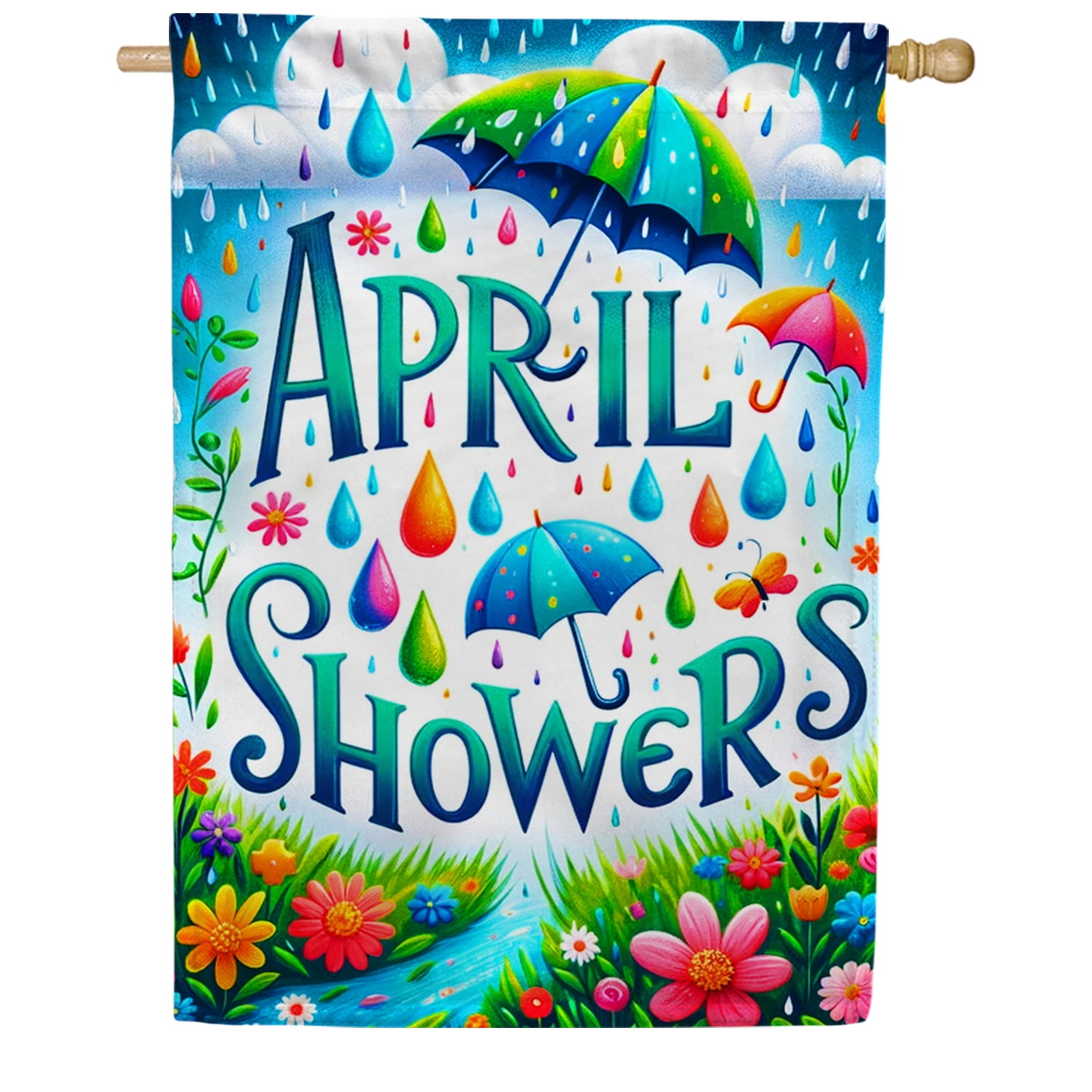 America Forever April Showers House Flag, 28 x 40 inch Double Sided ...