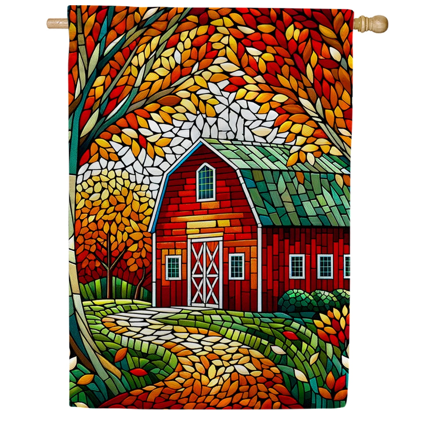 America Forever Autumn Barn House Flag, 28 x 40 inch Double Sided, Fall ...