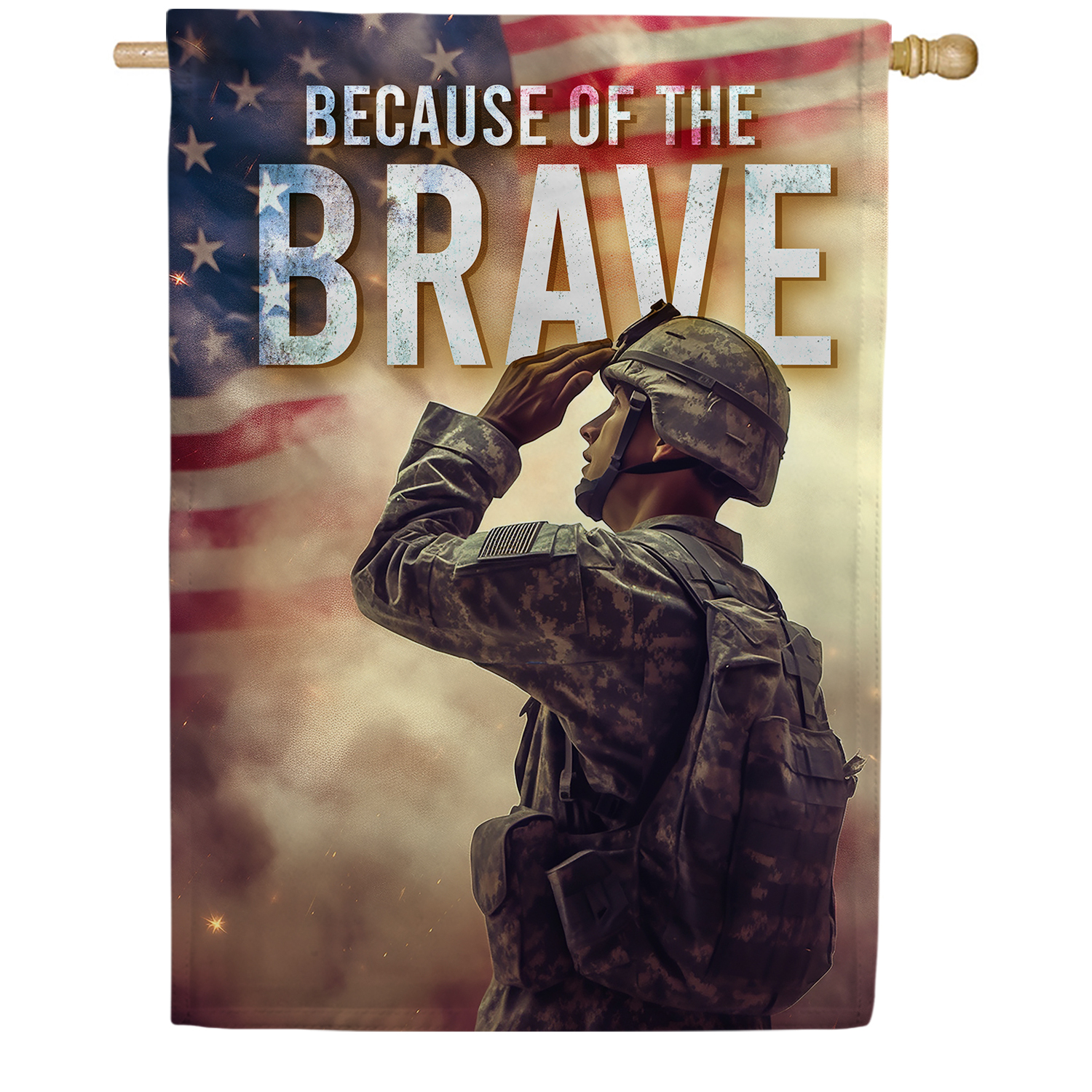 America Forever Because of the Brave House Flag 28 x 40 inch Double ...