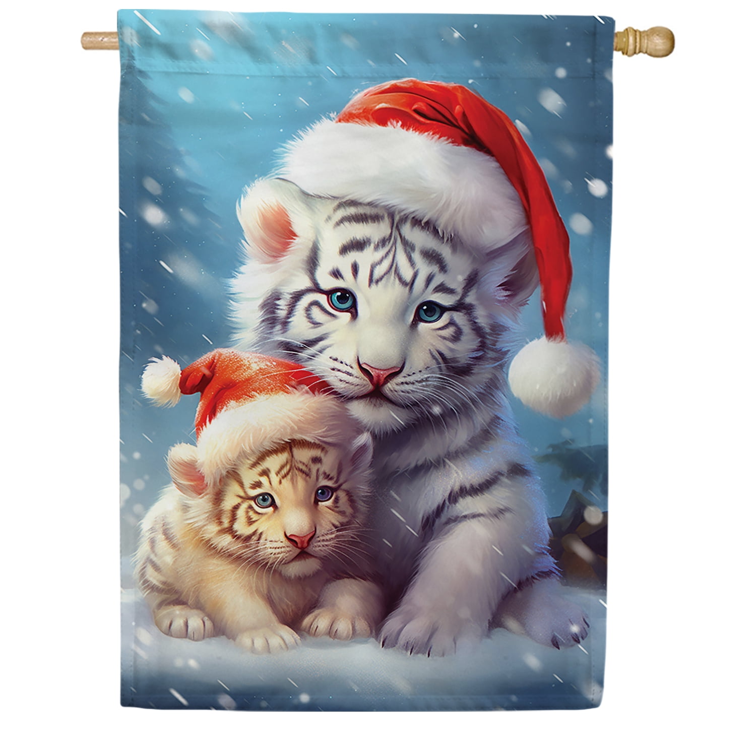 America Forever Big Cat Christmas Tiger Cubs House Flag, 28 x 40 inch ...