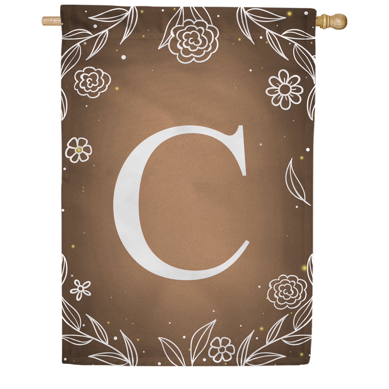 America Forever Bronze Floral Monogram C House Flag, 28 x 40 inch ...