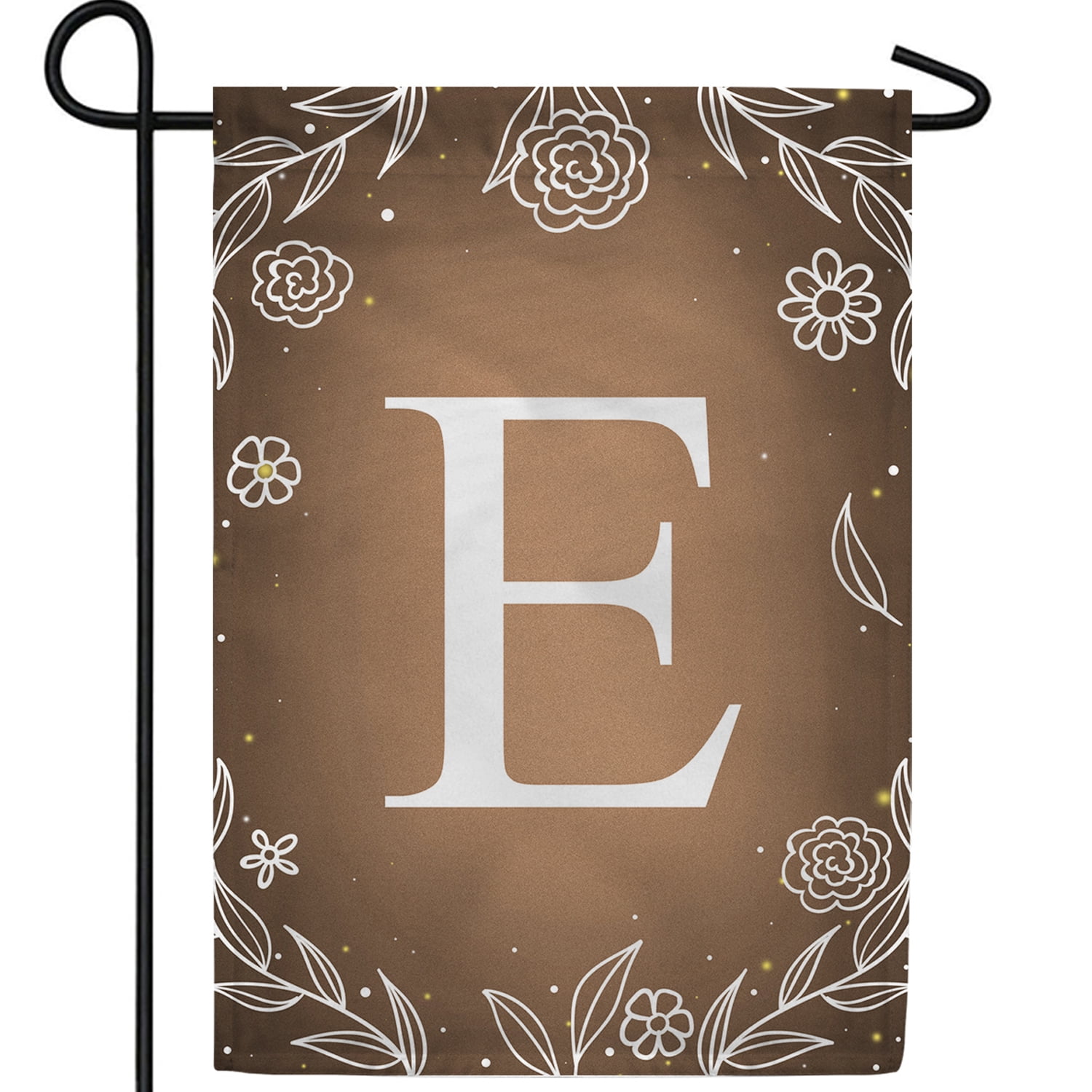America Forever Bronze Floral Monogram E Garden Flag, 12.5 x 18 inch ...