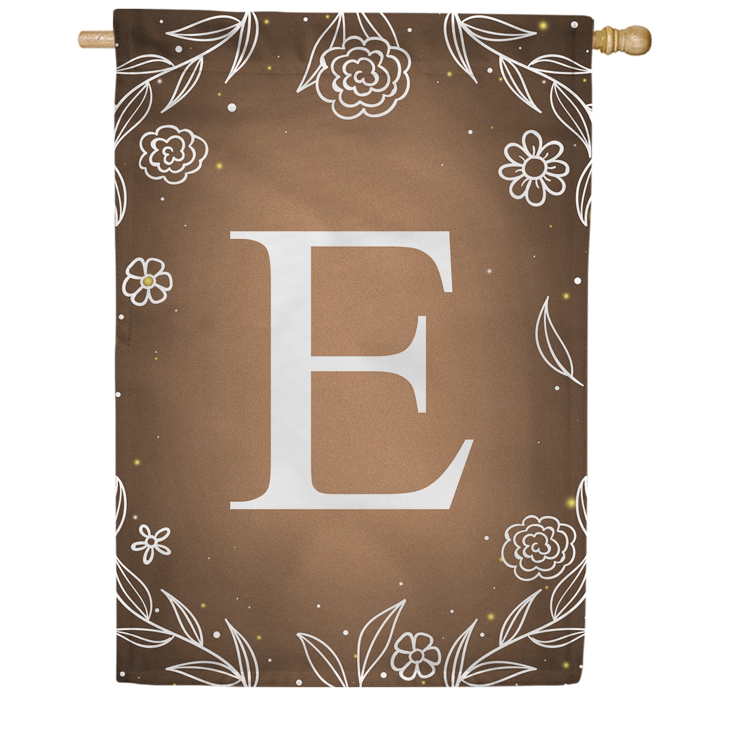 America Forever Bronze Floral Monogram E House Flag, 28 x 40 inch ...