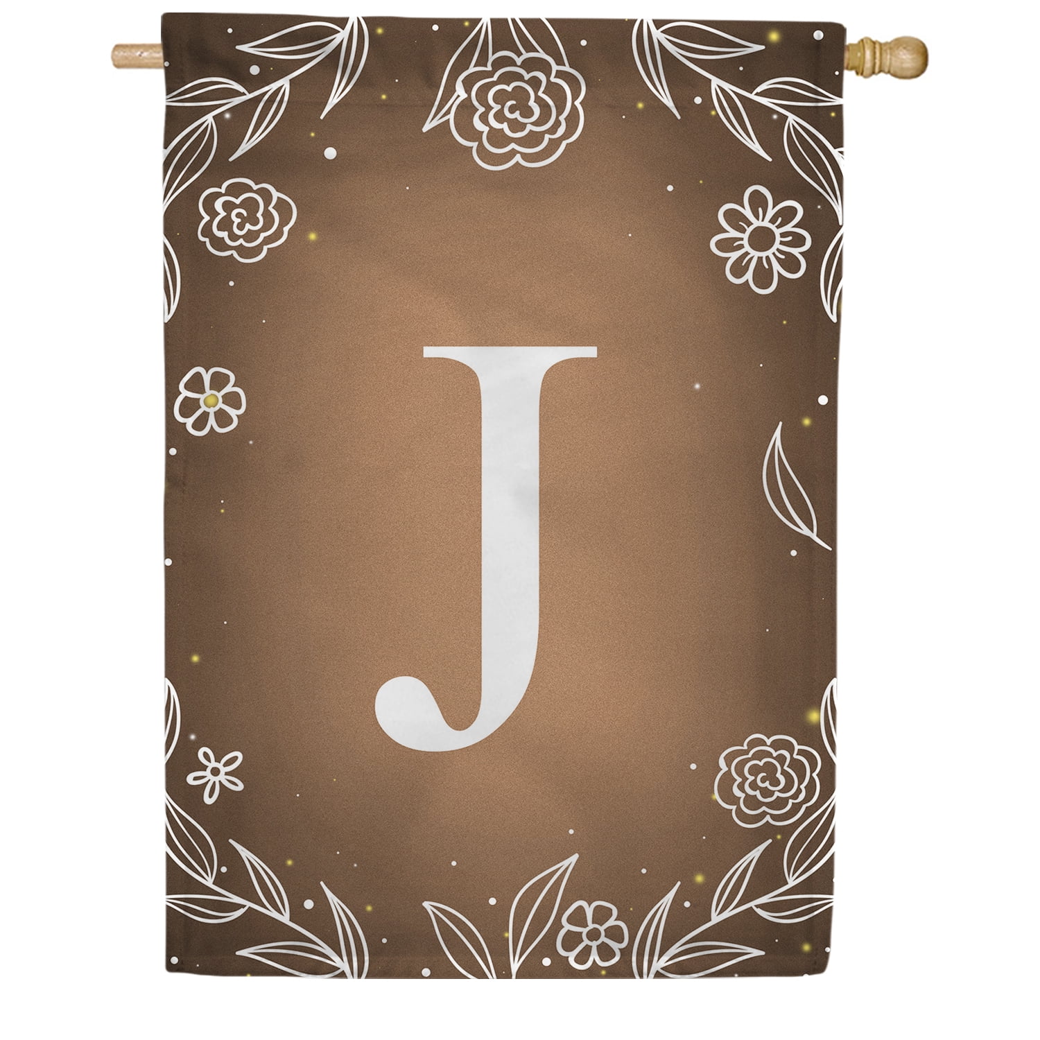 America Forever Bronze Floral Monogram J House Flag, 28 x 40 inch ...
