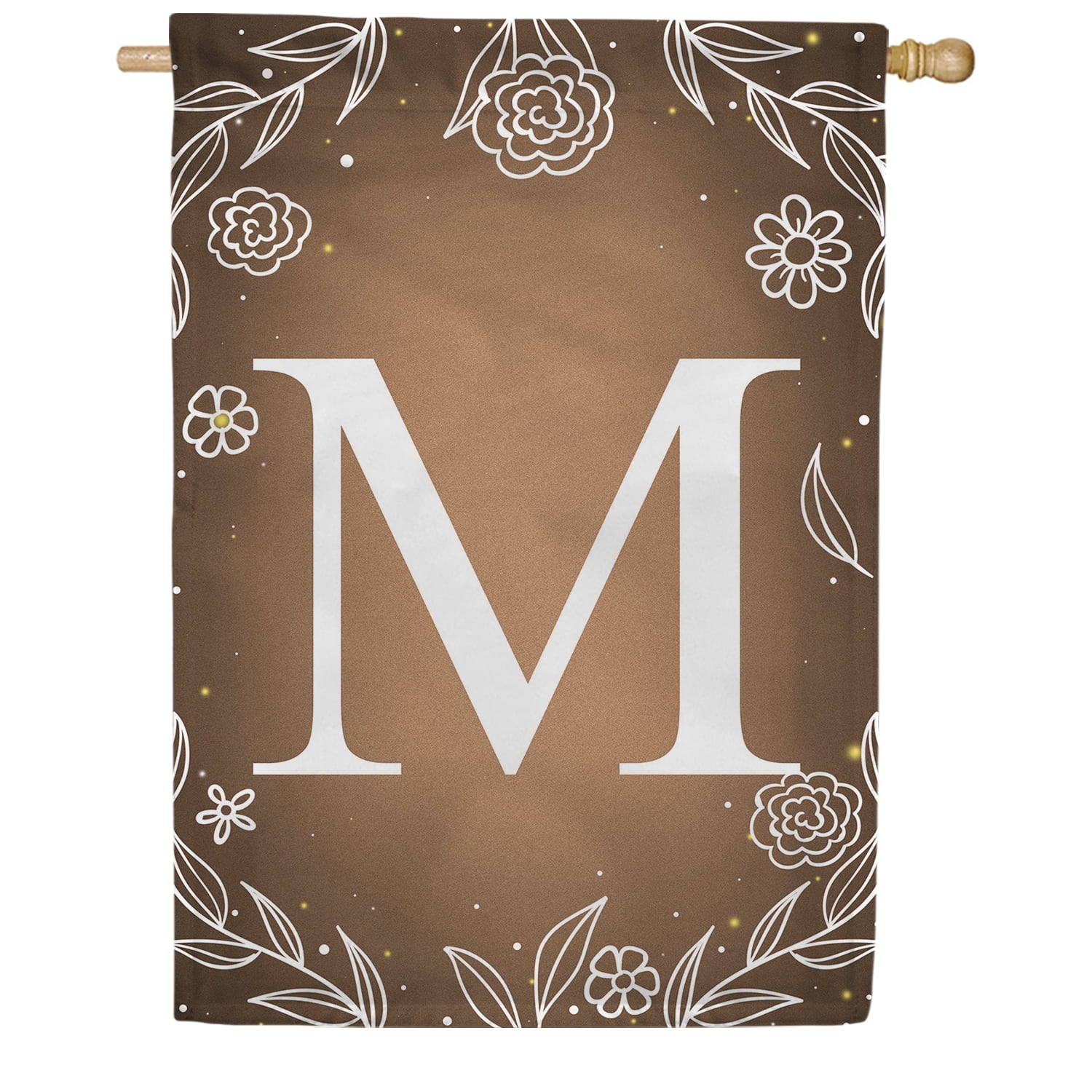 America Forever Bronze Floral Monogram M House Flag, 28 x 40 inch ...
