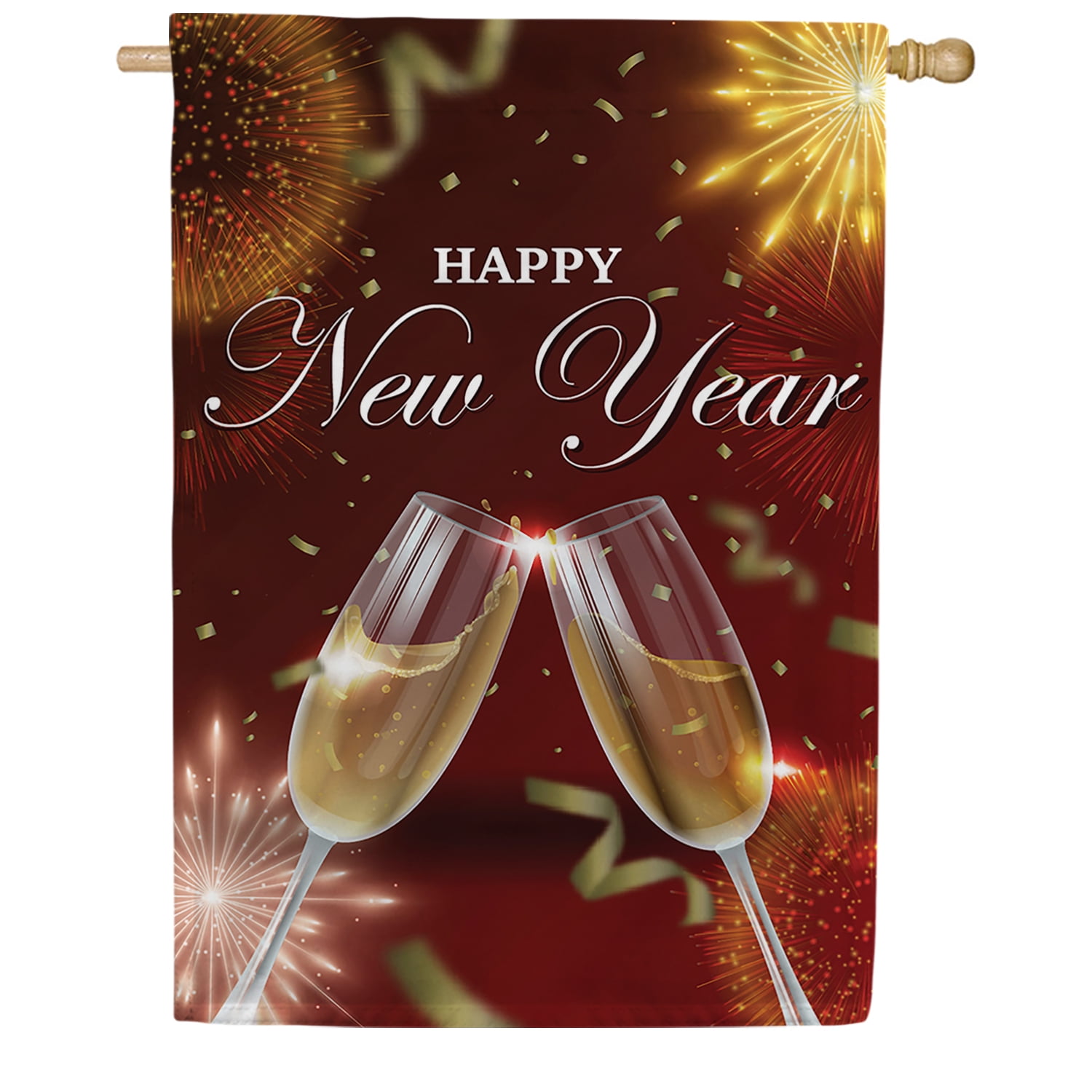America Forever Clink Happy New Year Champagne House Flag, 28 x 40 inch ...