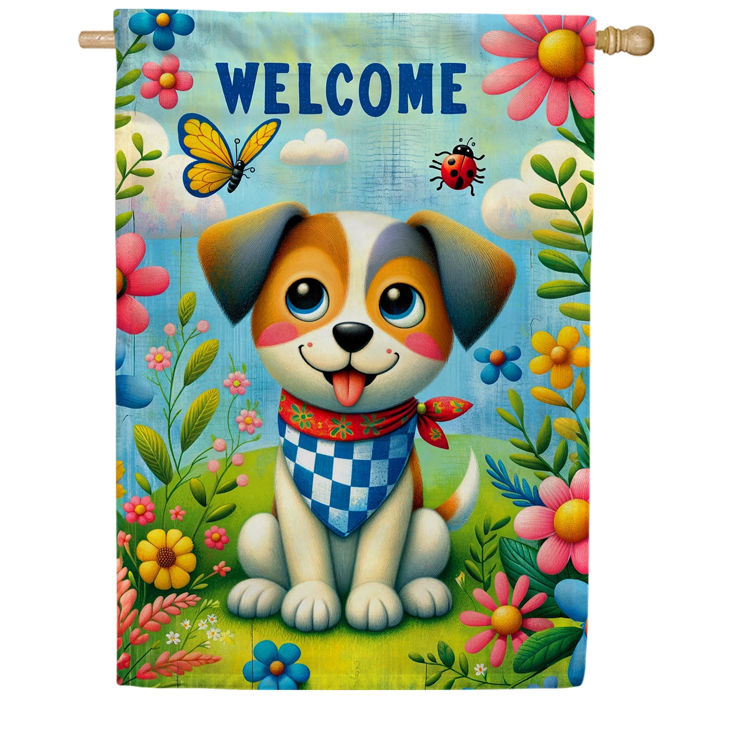America Forever Colorful Dog Welcome House Flag, 28 x 40 inch Double ...
