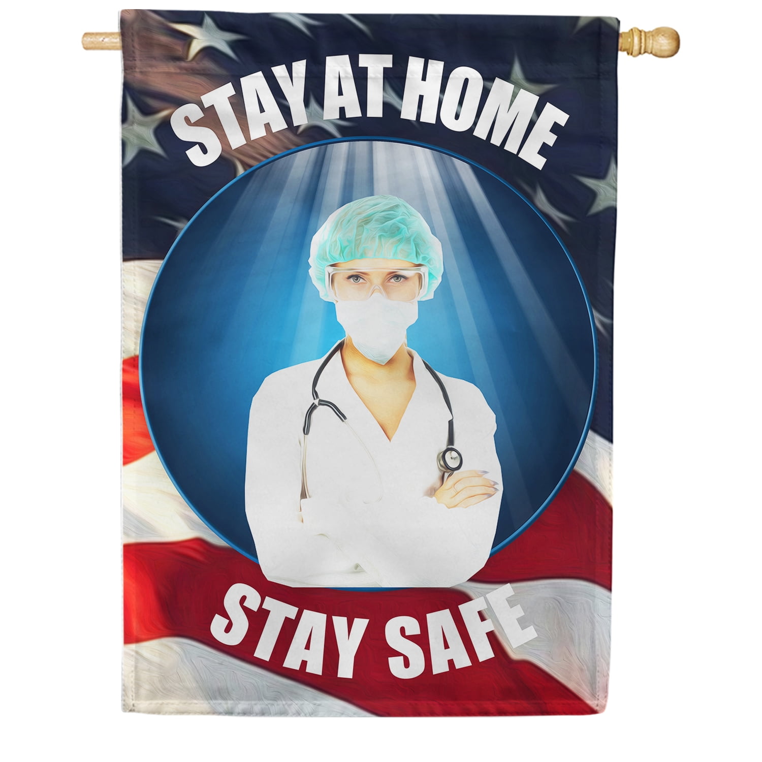 America Forever Doctor Stay at Home House Flag, 28 x 40 inch Double ...