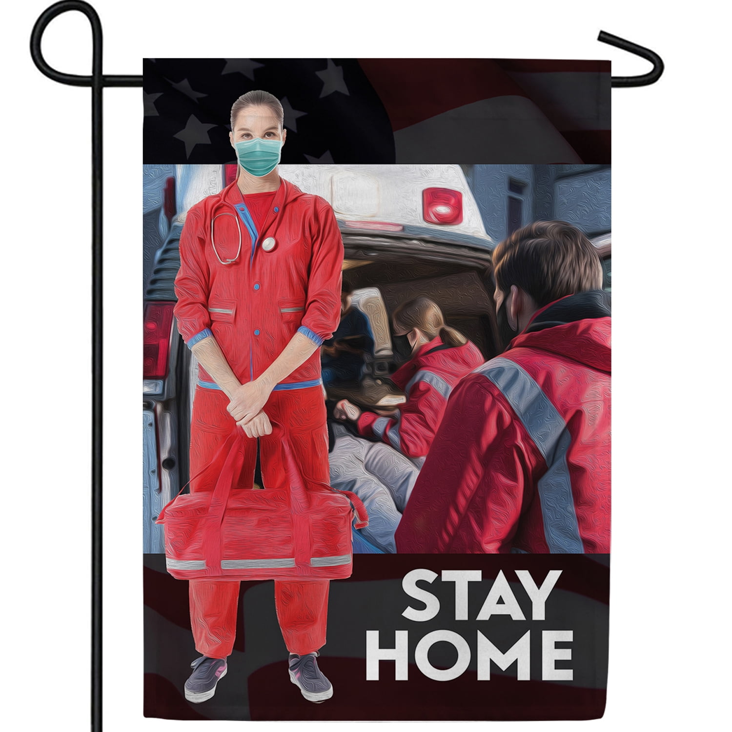 America Forever EMT First Responders Garden Flag, 12.5 x 18 inch Double ...