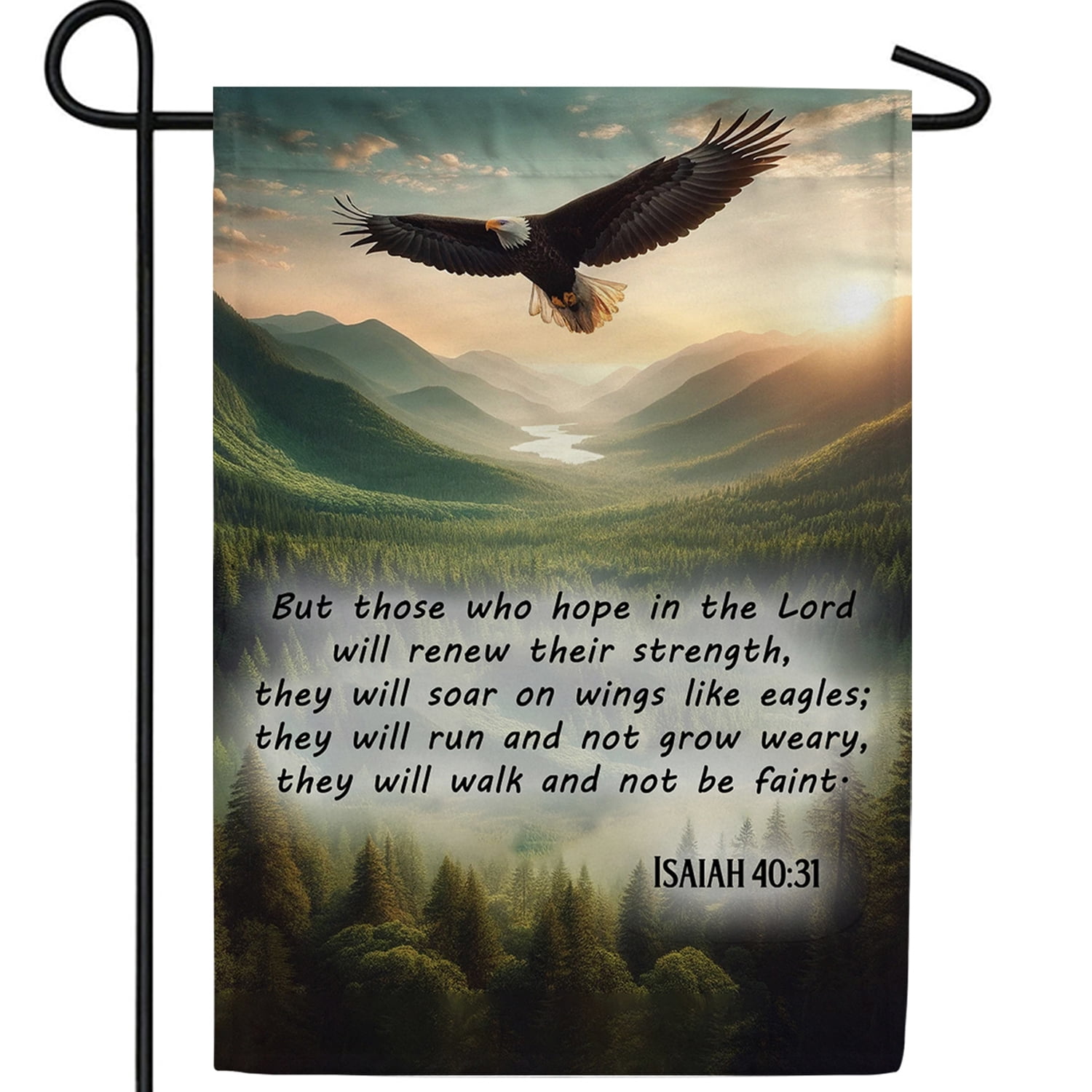 America Forever Eagle Wings Scripture Garden Flag, 12.5 x 18 inch Double Sided, Isaiah Eagle ...