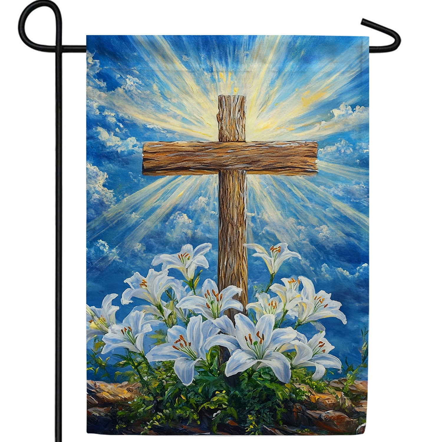 America Forever Easter Cross with Lilies Garden Flag, 12.5 x 18 inch ...