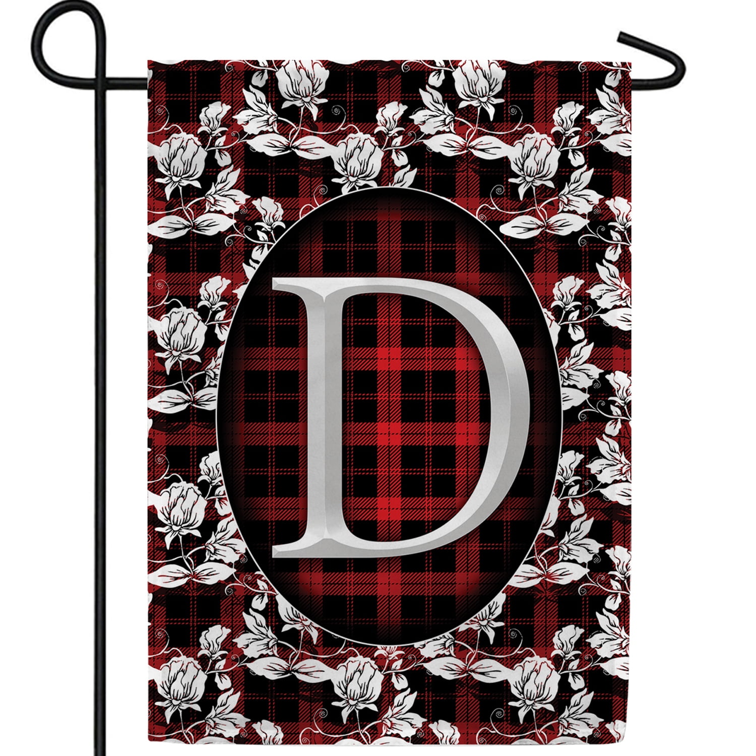 America Forever Elegant Red And Black Plaid Monogram D Garden Flag, 12. ...
