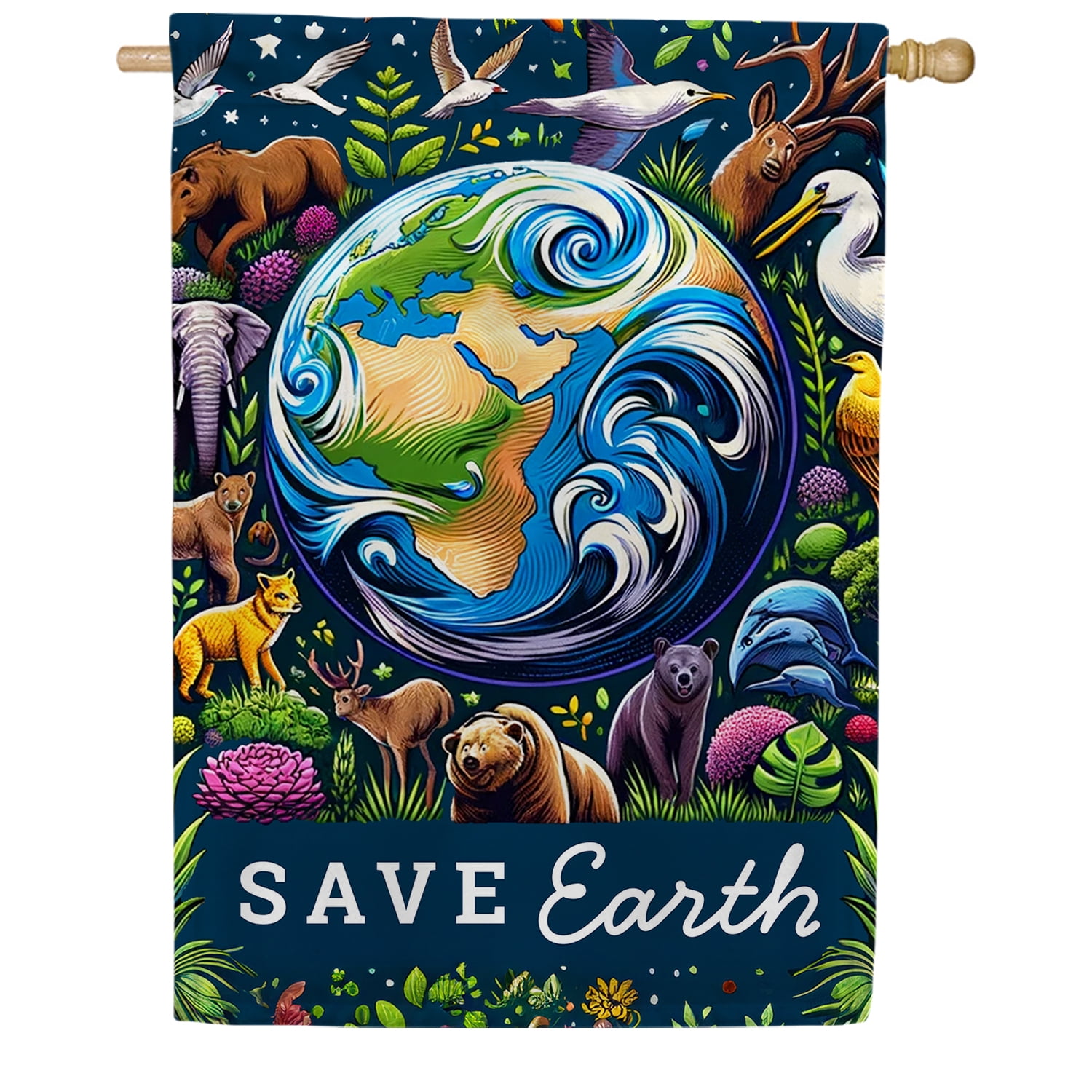 America Forever Every Day Earth Day House Flag Double Sided, 28 x 40 ...